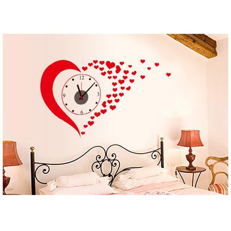 Ceas decorativ de perete, Inima, Ceas cu Autocolant, 50 cm, CD829 - eMAG.ro