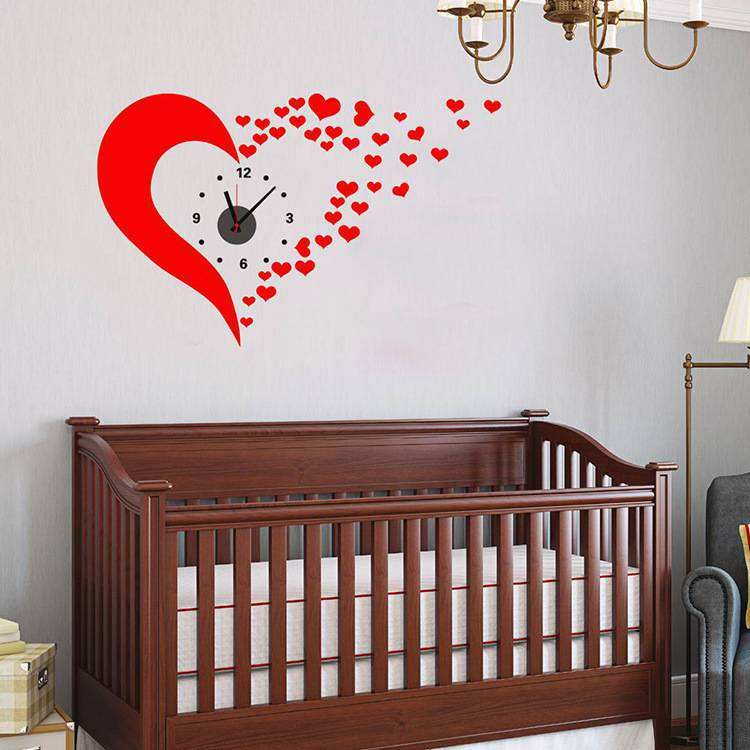 Ceas decorativ de perete, Inima, Ceas cu Autocolant, 50 cm, CD829 - eMAG.ro