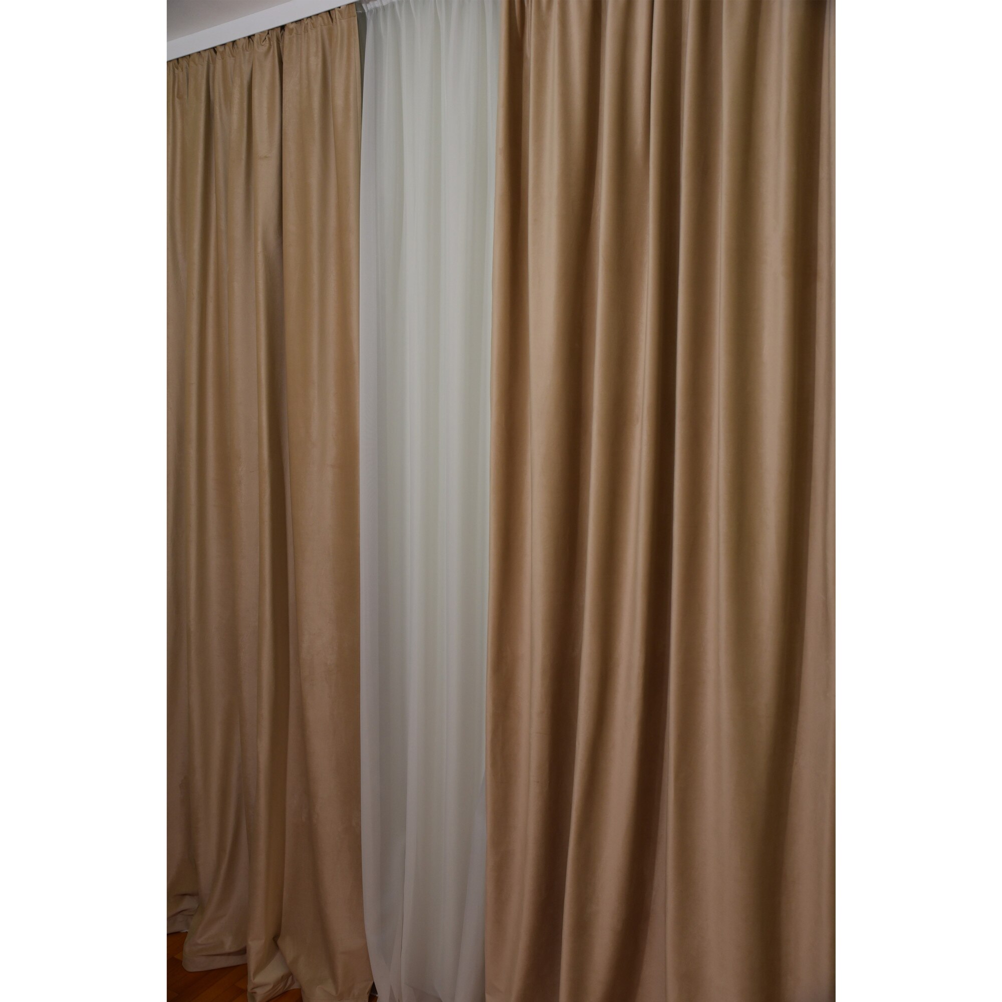 Set doua draperii Catifea Crem 2x150x260 cm, cu rejansa - eMAG.ro