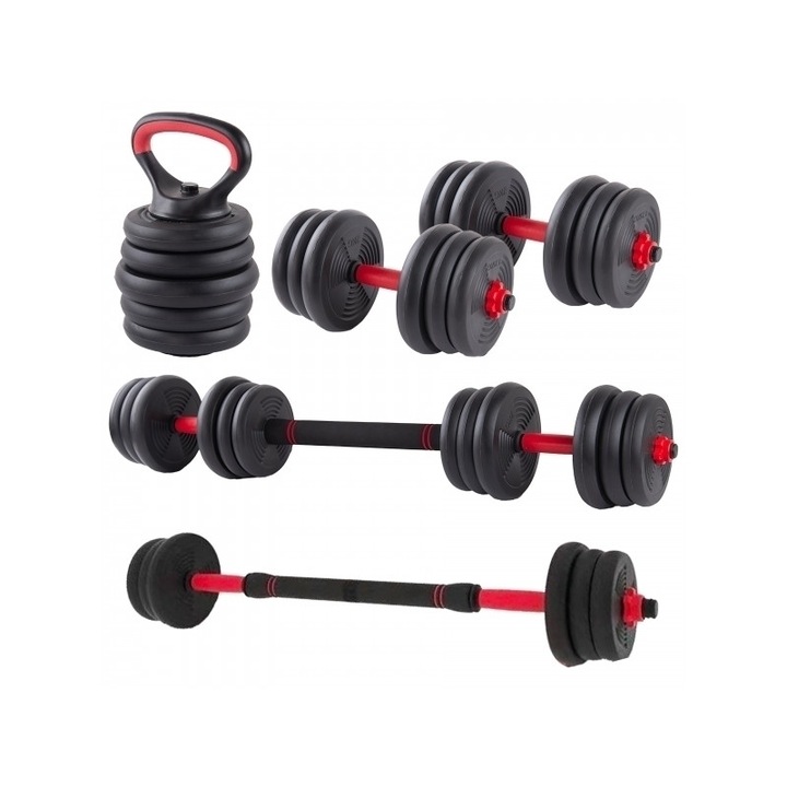 Set Gantere reglabile kettlebell FitTronic 6 in 1 de 20 kg KF20, cu o ...
