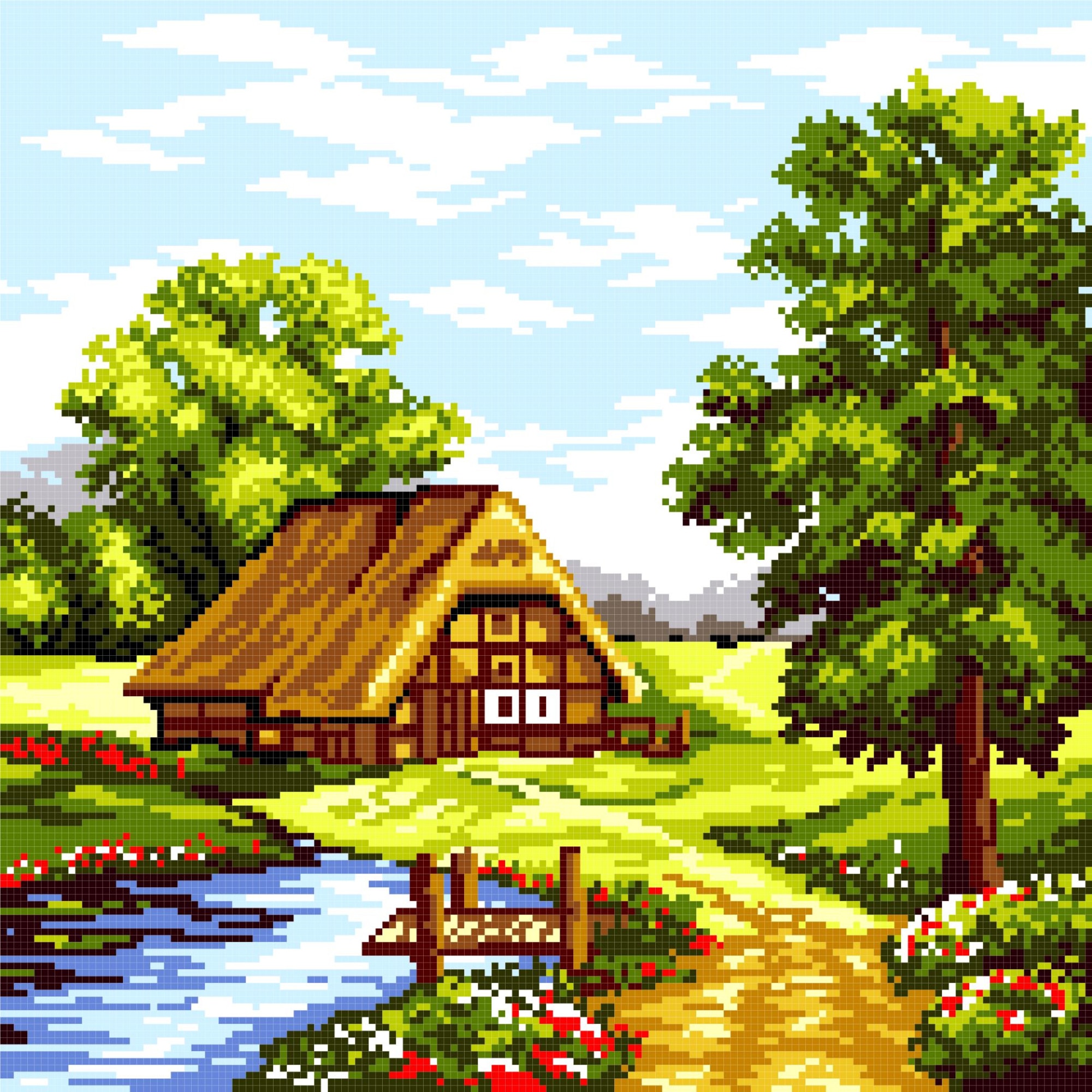 Goblen Vara, Hudemas, kit cu diagrama alb-negru, cu fire mouline ...