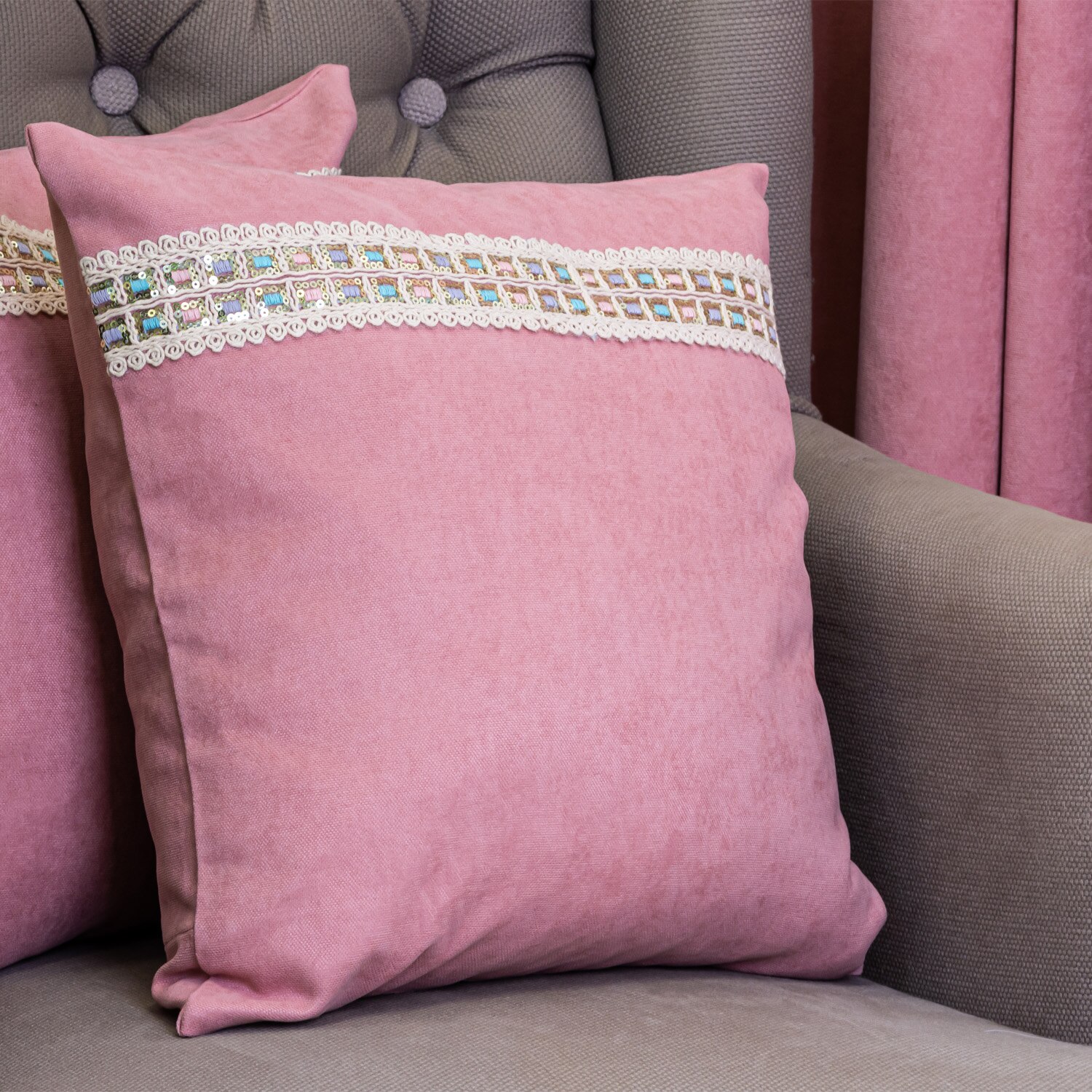 Set 2x40x 40cm perne decorative Hiko BASE roz pudra - eMAG.ro