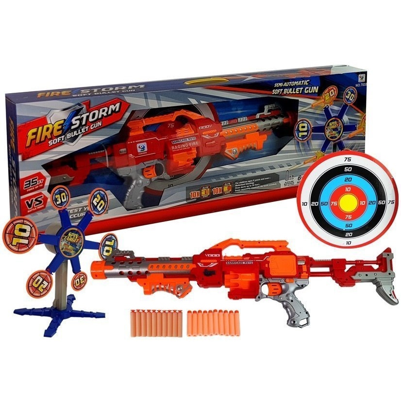 Set de joaca pentru copii, pusca cu gloante de spuma si tinta rotativa ...