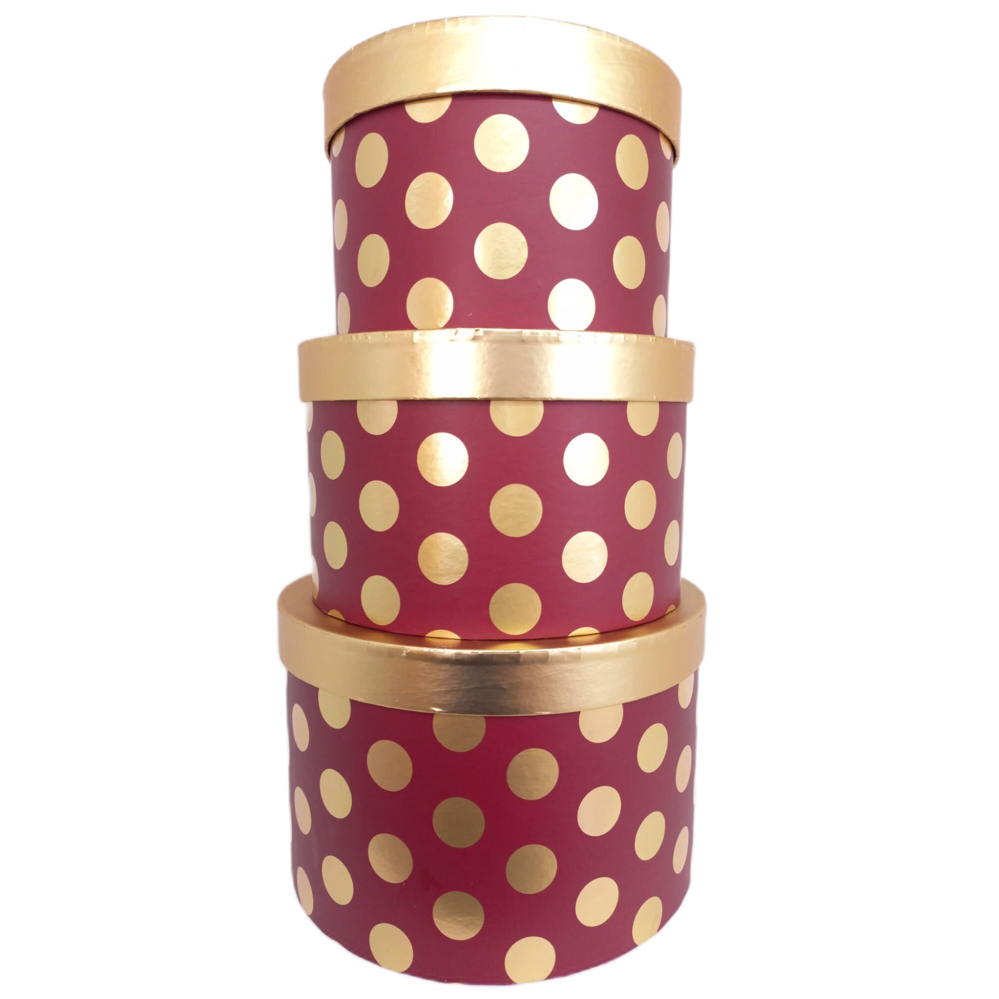 Set 3 cutii rotunde buline aurii visiniu - eMAG.ro