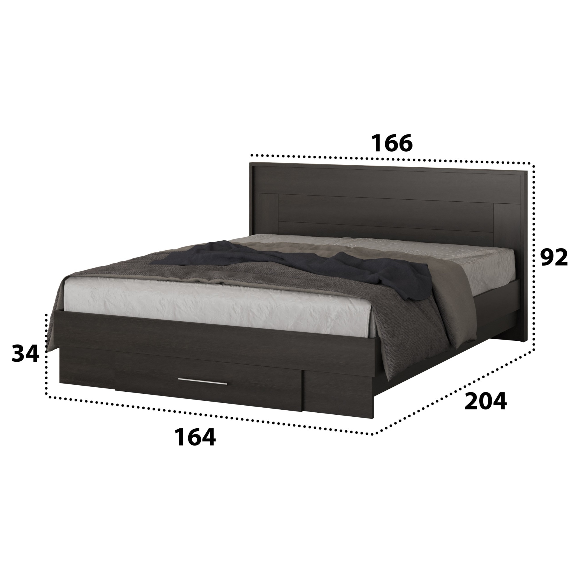 Set pat Beta cu Noptiere, Wenge, 160x200 cm, suport saltea inclus - eMAG.ro
