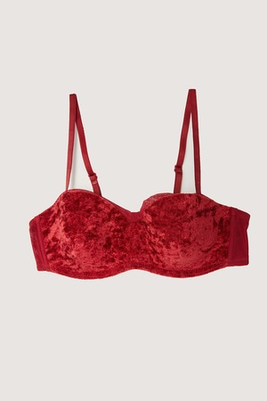 LC WAIKIKI, Sutien balconette de catifea, Rosu inchis, 85C - eMAG.ro