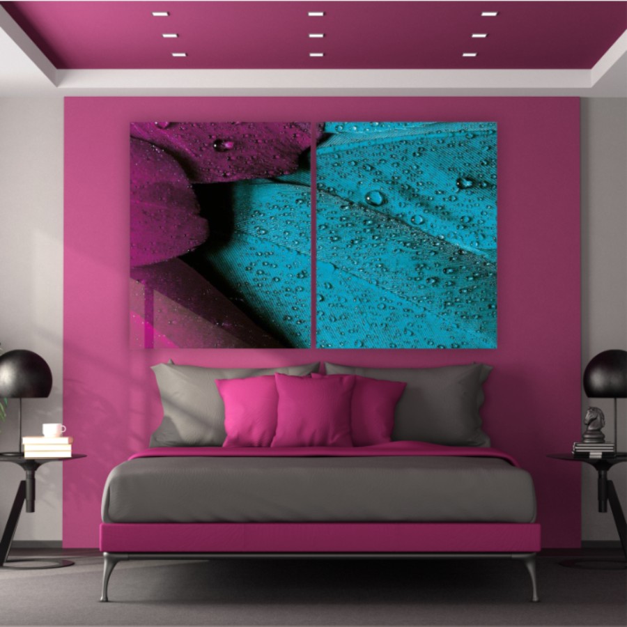 Set 2 Tablouri Multicanvas, frunze colorate 508, Tipar UV pe panza ...