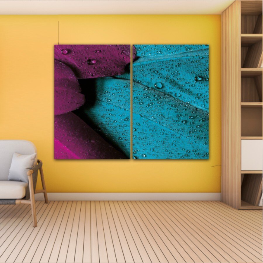 Set 2 Tablouri Multicanvas, frunze colorate 508, Tipar UV pe panza ...