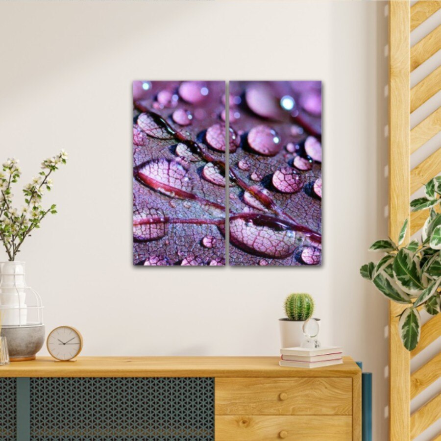 Set 2 Tablouri Multicanvas, frunze cu apa 509, Tipar UV pe panza ...