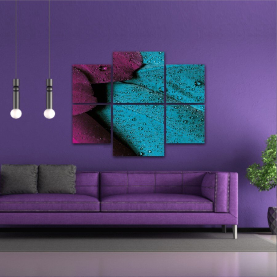 Set 6 Tablouri Multicanvas, frunze colorate 508, Tipar UV pe panza ...