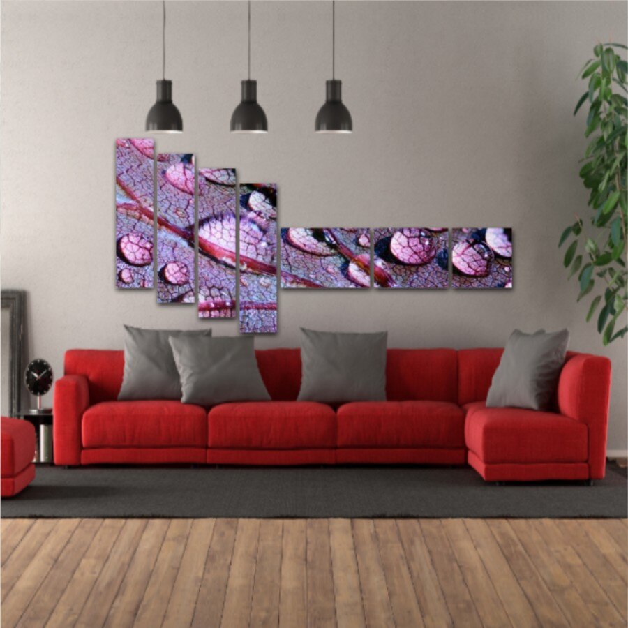 Set 7 Tablouri Multicanvas, frunze cu apa 509, Tipar UV pe panza ...