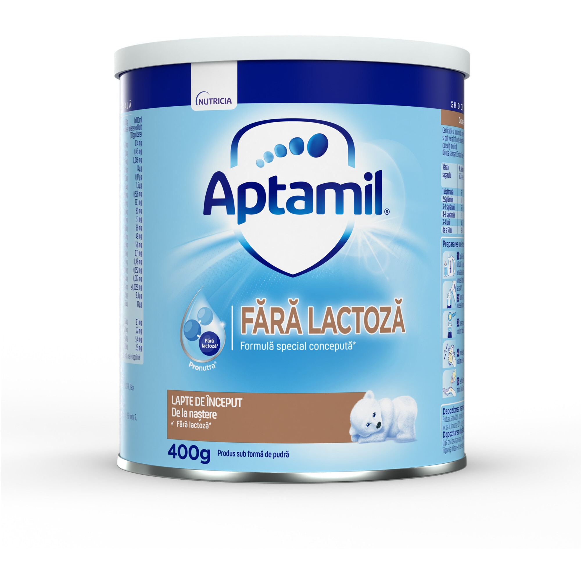 Lapte praf Fara Lactoza, 400 g, de la nastere, Nutricia Aptamil (21806 ...