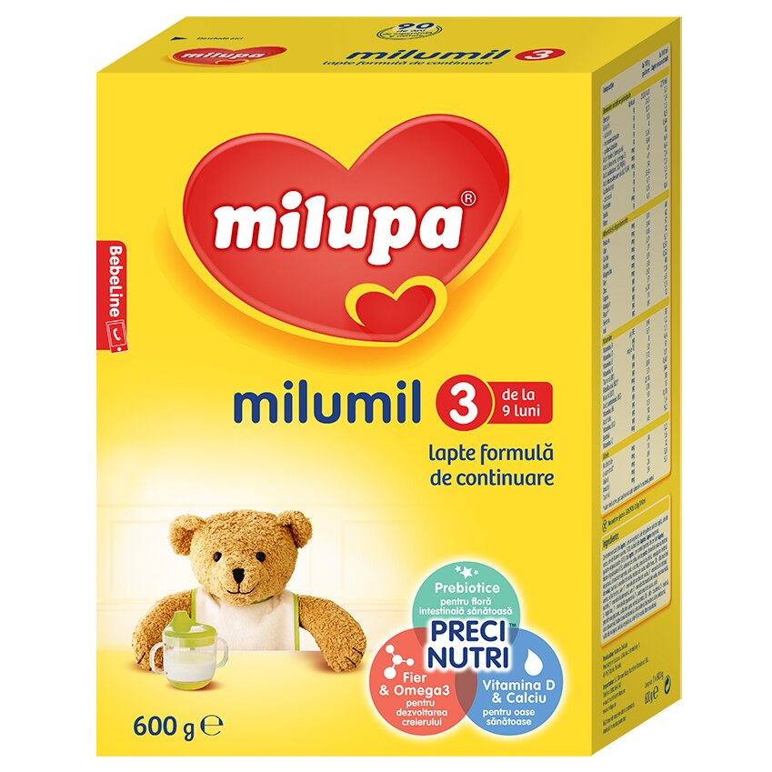 Lapte formula de continuare Milupa Milumil 3, 600 g, de la 9 luni - eMAG.ro