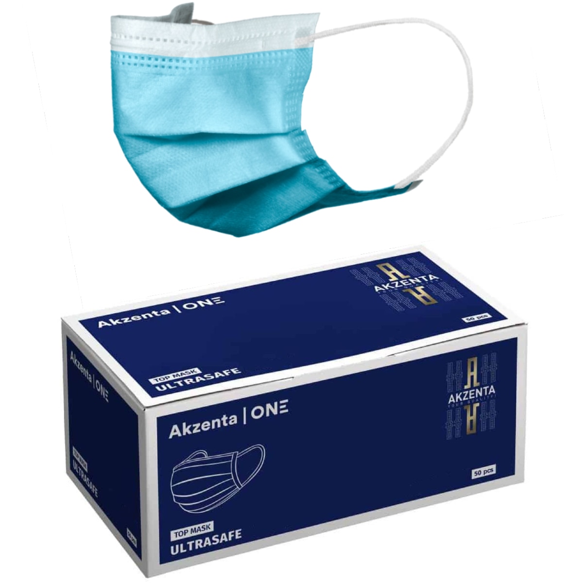 Set 50 buc Masti medicale Akzenta Top Mask tip IIR, 3 straturi, 3 ...