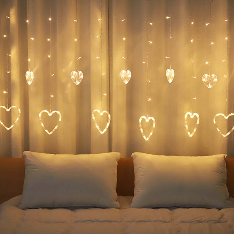 Lumini De Craciun, 2.5 M LED inima lumina Cortina-alb cald - eMAG.ro