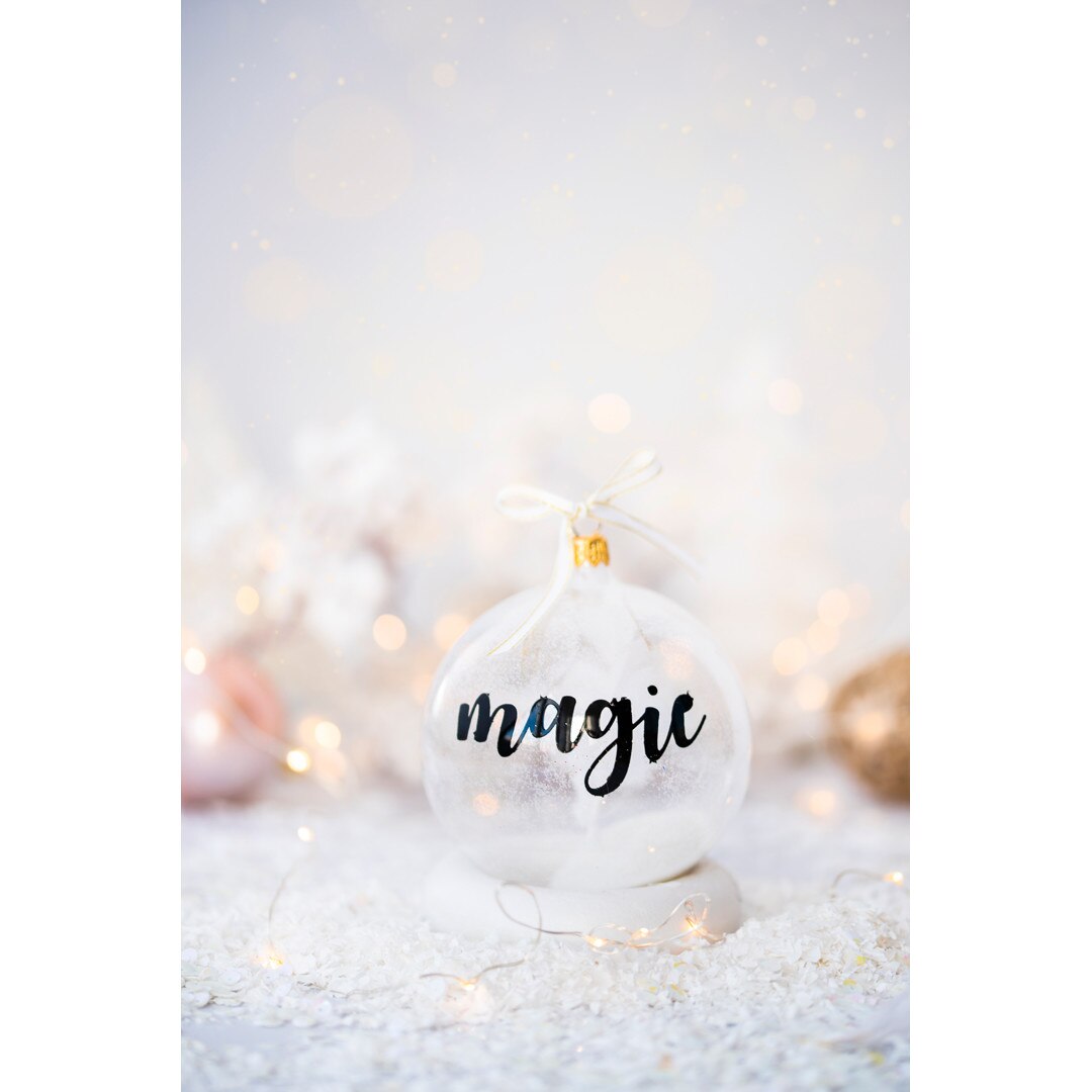 Glob cu scris caligrafic, "Magie", alb cu scris negru, 10 cm ...
