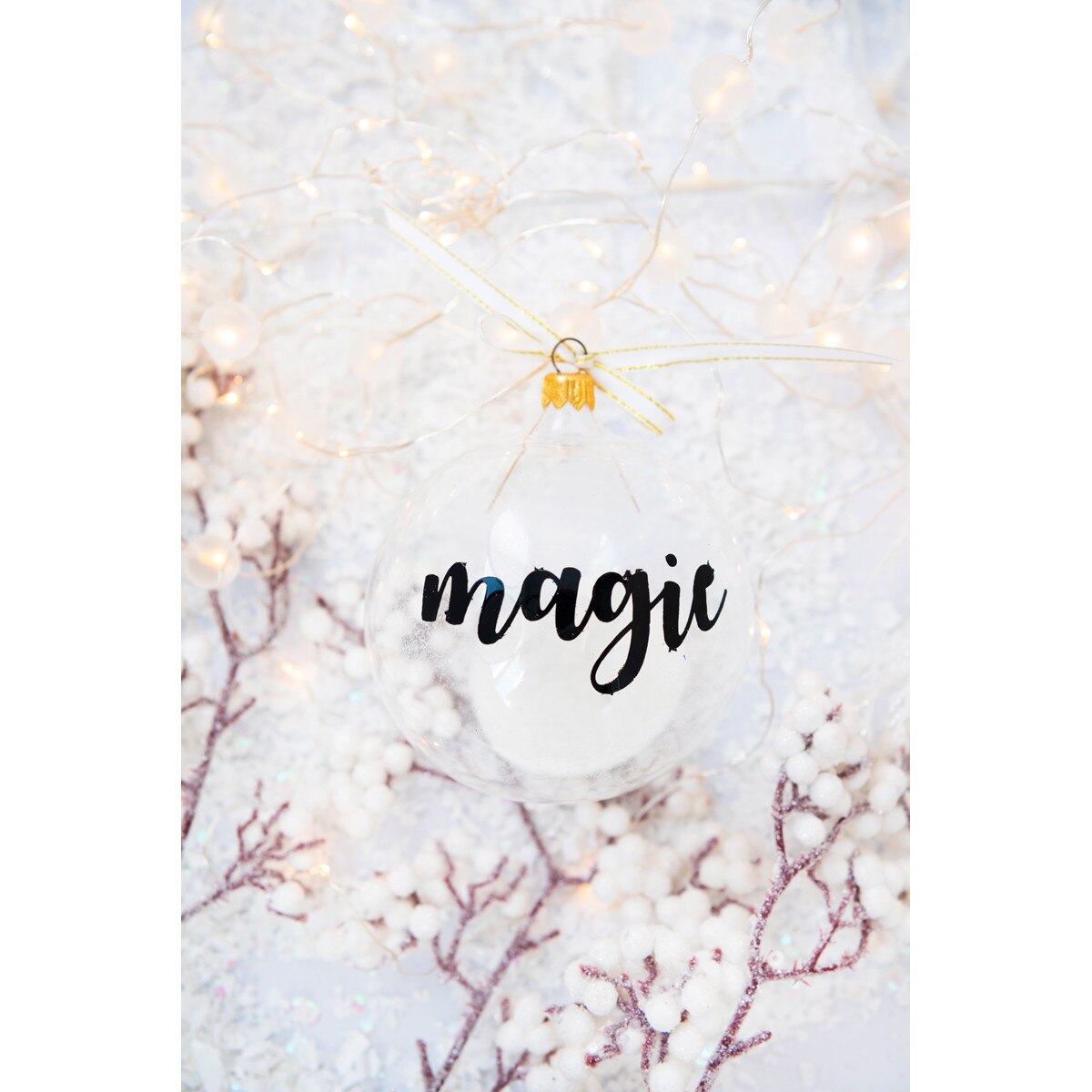 Glob cu scris caligrafic, "Magie", alb cu scris negru, 10 cm ...