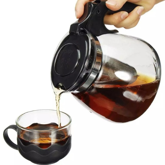 Set de ceai de sticla ,5 buc, ceainic Transparent, cu infuzor ceainic ...