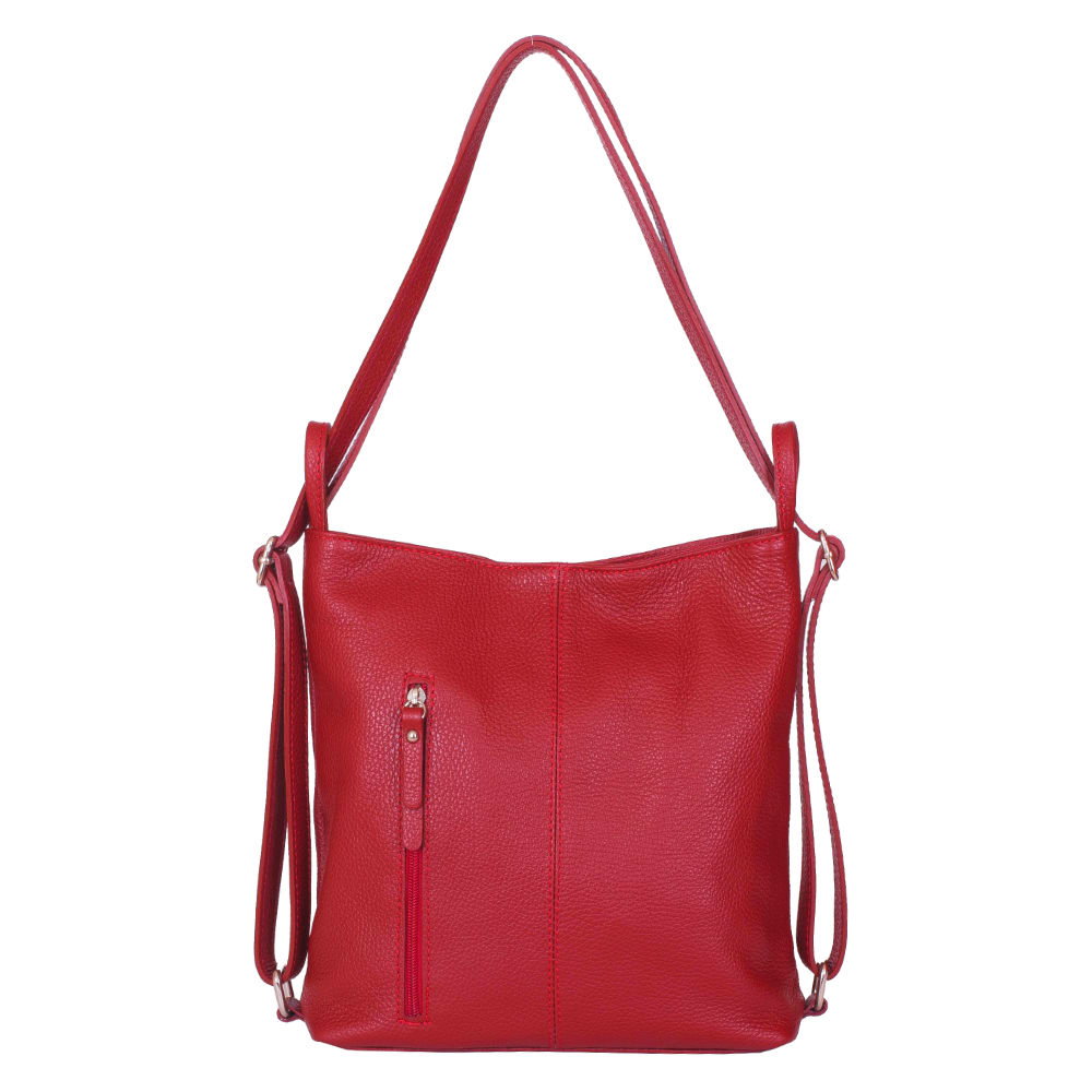 Geanta rucsac 2-in-1 din piele naturala Alesandra rosie - eMAG.ro