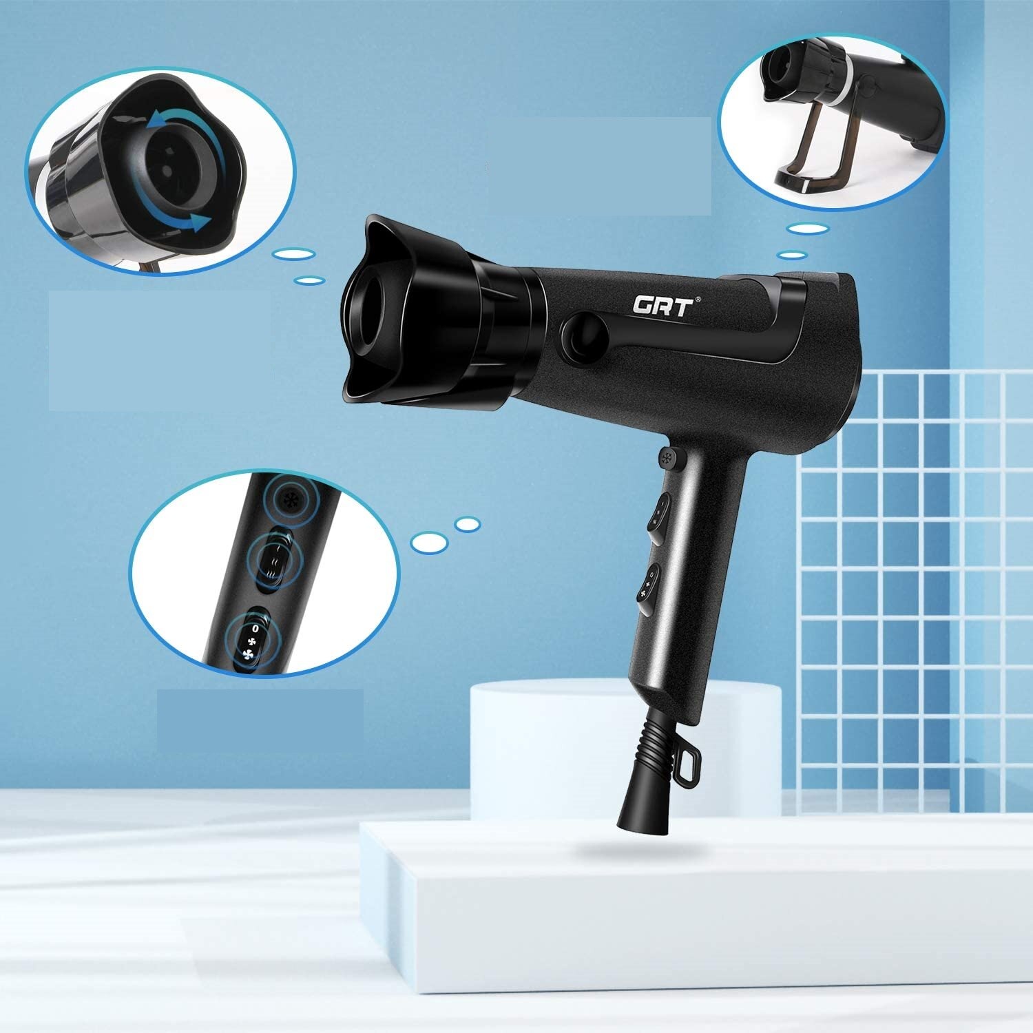 Uscator de par cu stand, putere 2000 W cu duza rotativa la 360° si ...