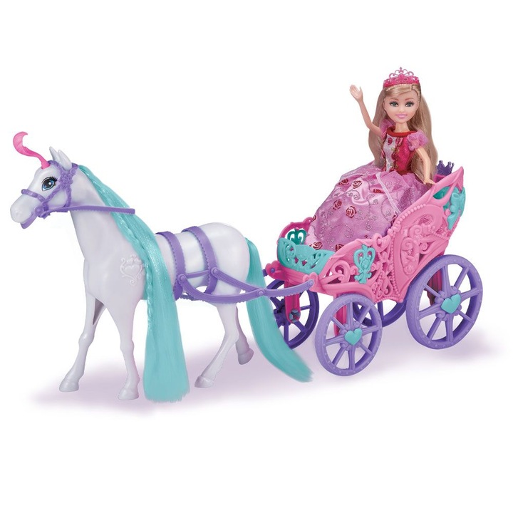 Set de joaca Caleasca cu cal si papusa Sparkle Girlz 20 cm - eMAG.ro