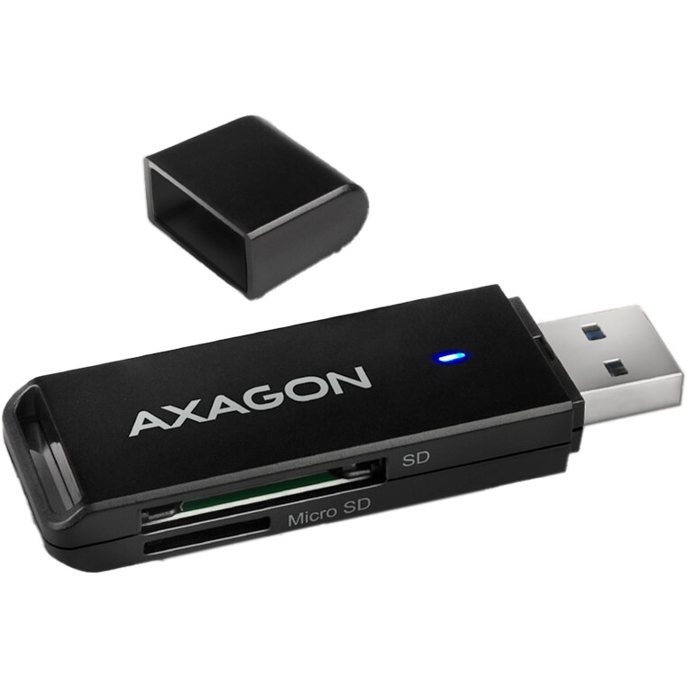 Card reader Axagon CRE-S2N, USB-C 3.2, 2 in 1, SD, microSD, Negru - eMAG.ro