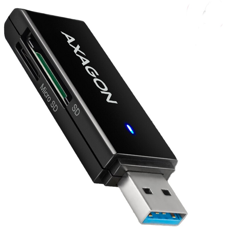 Card reader Axagon CRE-S2N, USB-C 3.2, 2 in 1, SD, microSD, Negru - eMAG.ro