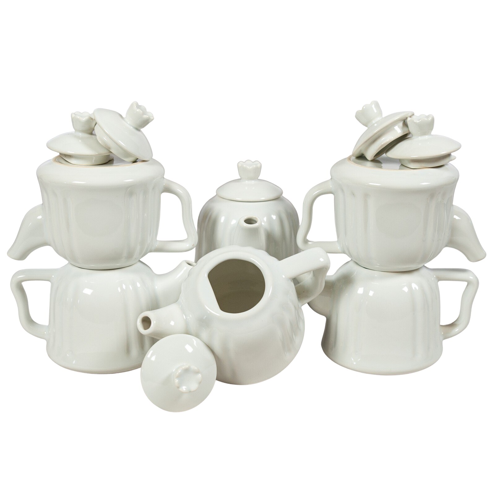 Set 6 ceainice cu capac, Cesiro, 600 ml, Alb Pur - eMAG.ro