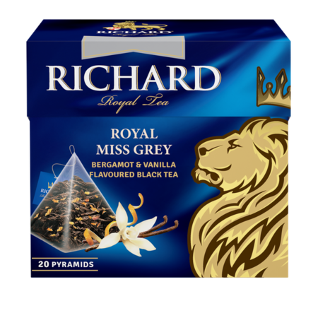 Черен чай с вкус Royal Miss Grey, пирамидален филтър, 20x1.7g - eMAG.bg