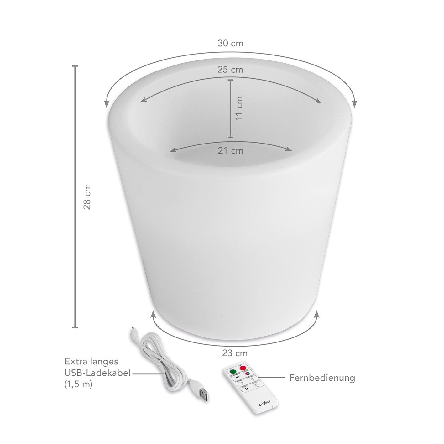 Ghiveci LED Maxxmee, 30 x 30 x 28 cm, cu schimbare de culoare - eMAG.ro