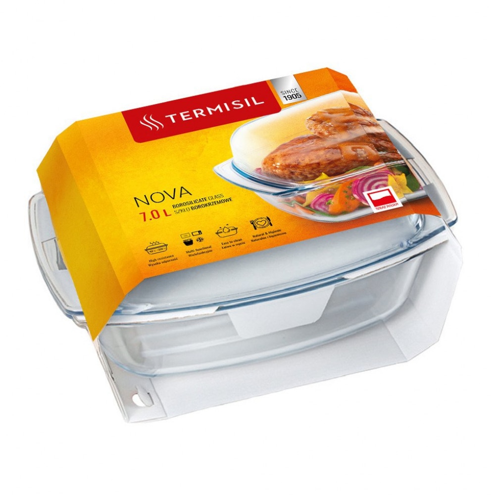 Caserola Termisil, NOVA, Sticla termorezistenta, 7 l, Transparent - eMAG.ro