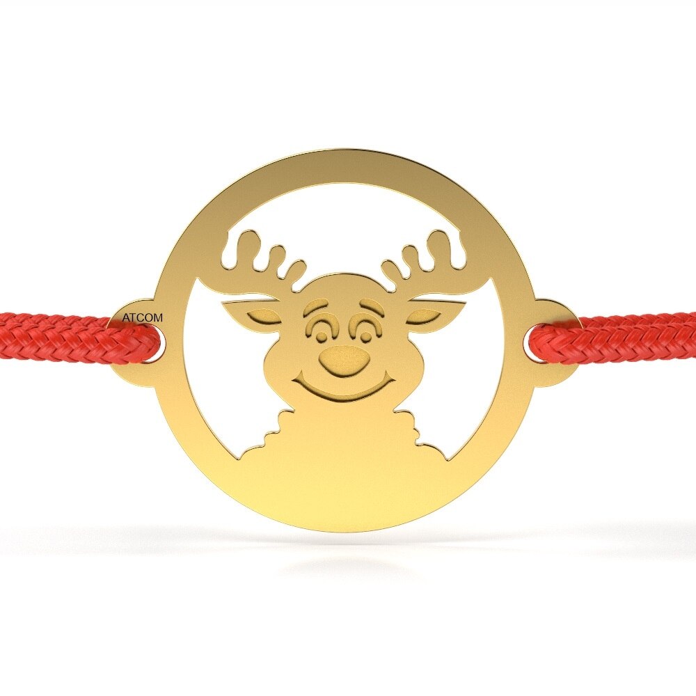 Bratara din aur galben cu snur rosu model Renul nazdravan - eMAG.ro