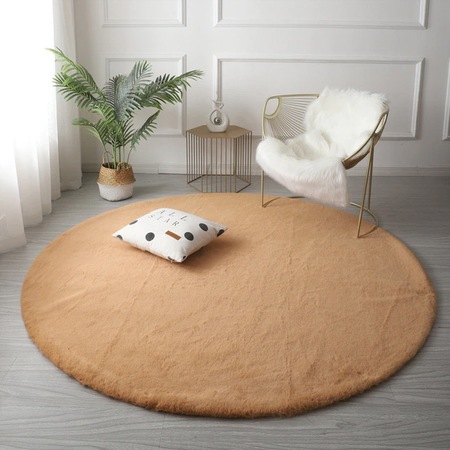 Covor Strado Rabbit 140x140, rotund moale de plus, Bej - eMAG.ro