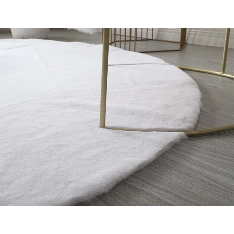 Covor Strado Rabbit 140x140, rotund moale de plus, Alb - eMAG.ro