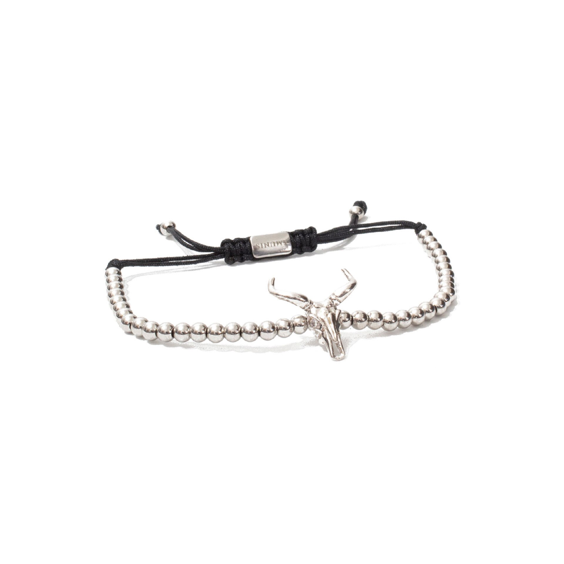 Bratara craniu taur, charmuri cu diamante CZ, placata cu aur alb ...