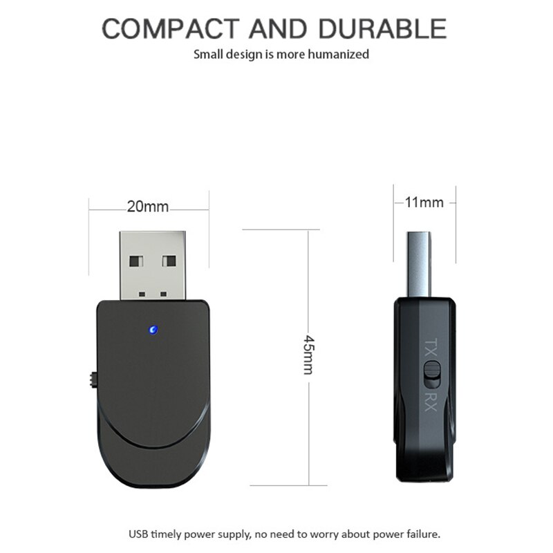BOMSTOM Bluetooth адаптер, RX / TX бутон, BT 5.0, черен - eMAG.bg