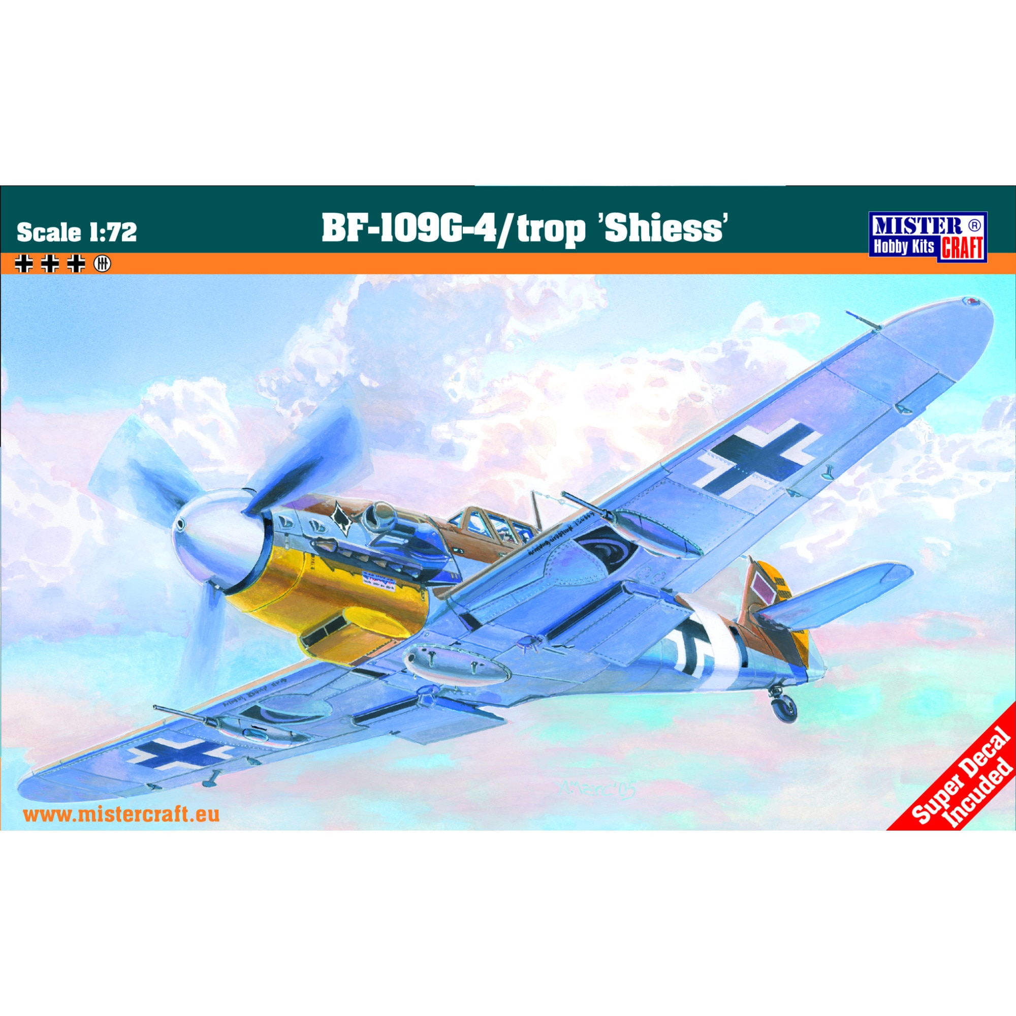 Macheta aeromodele de construit MisterCraft Messerschmitt BF-109G-4/trop Shiess Luftwaffe ...