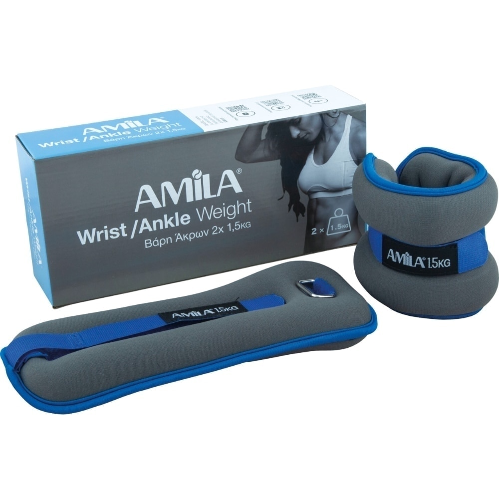 Set 2 greutati incheietura maini, AMILA, Neopren, 2x 1.50 kg, Albastru ...