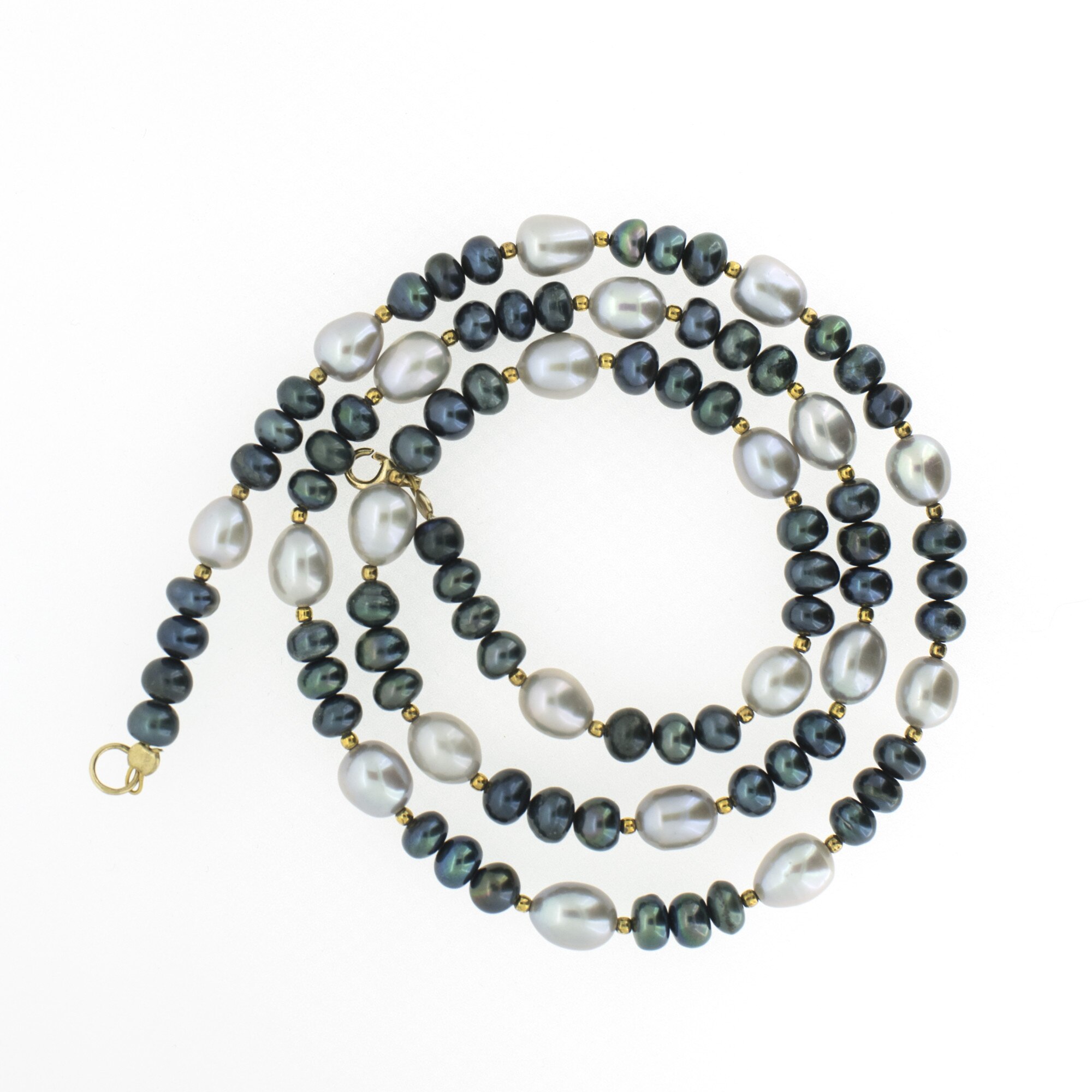 Colier perle negre de apa dulce buton 6-7 mm colorat, perle de apa ...