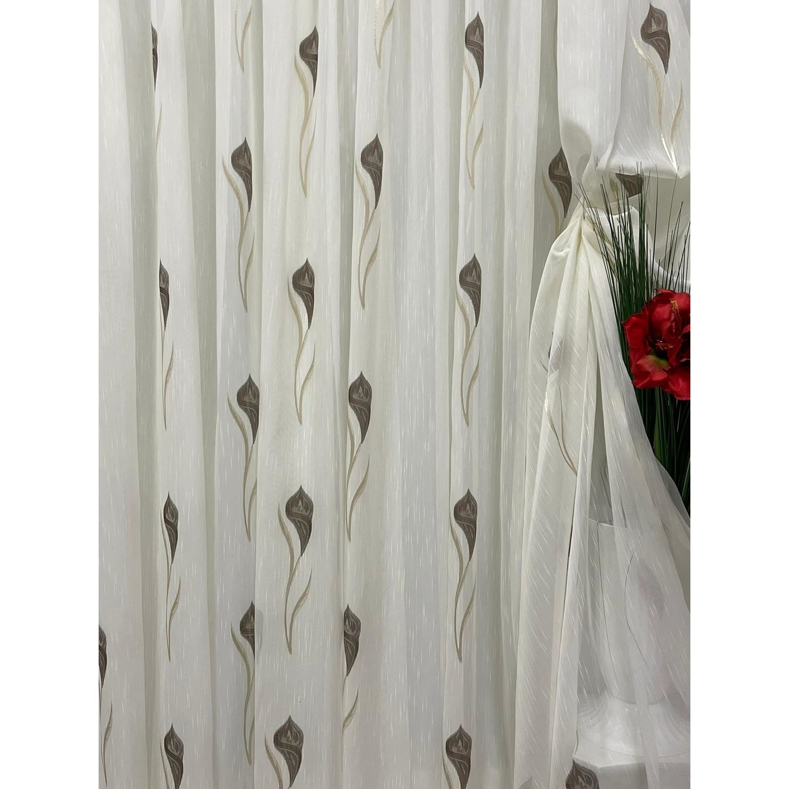Perdea brodata ivoire/maro, din colectia "Calathea by Liz Line ...