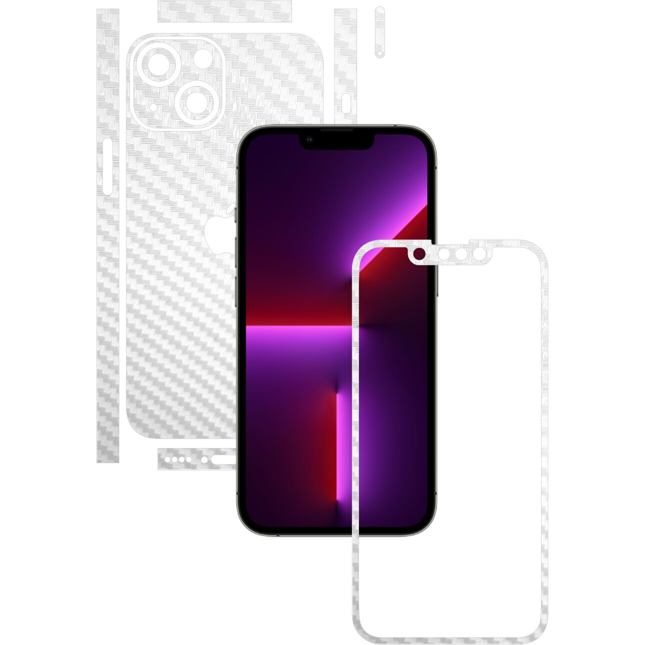 Folie Protectie Carbon Skinz pentru Apple iPhone 13 - Carbon Alb Split ...