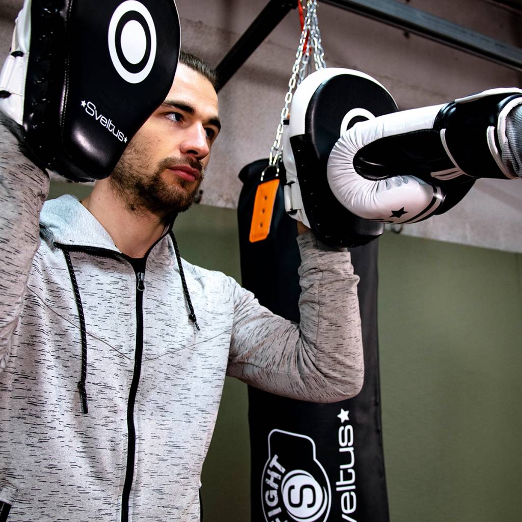 Manusi de box, Sveltus, Alb/Negru - eMAG.ro