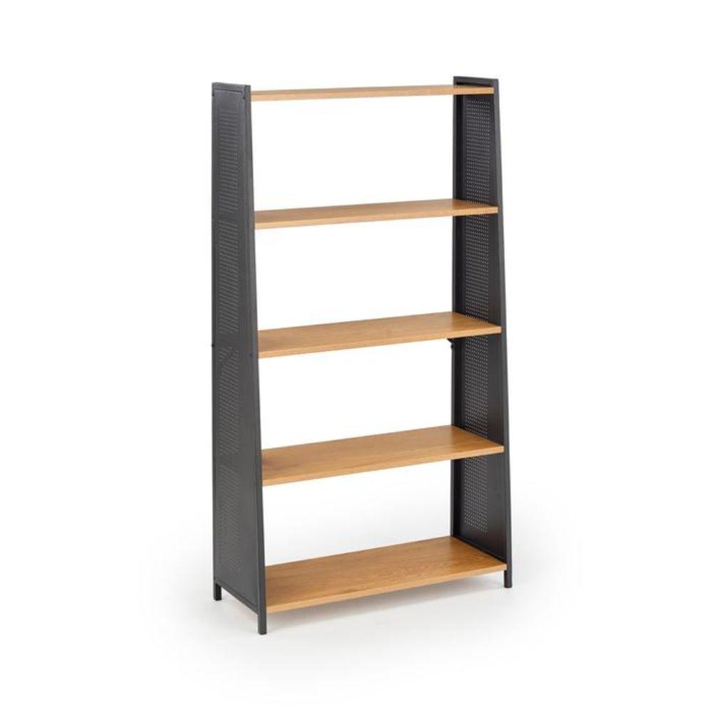 Biblioteca raft, HALMAR, REG-13, stejar auriu/negru, 70 x 20 x 128 ...