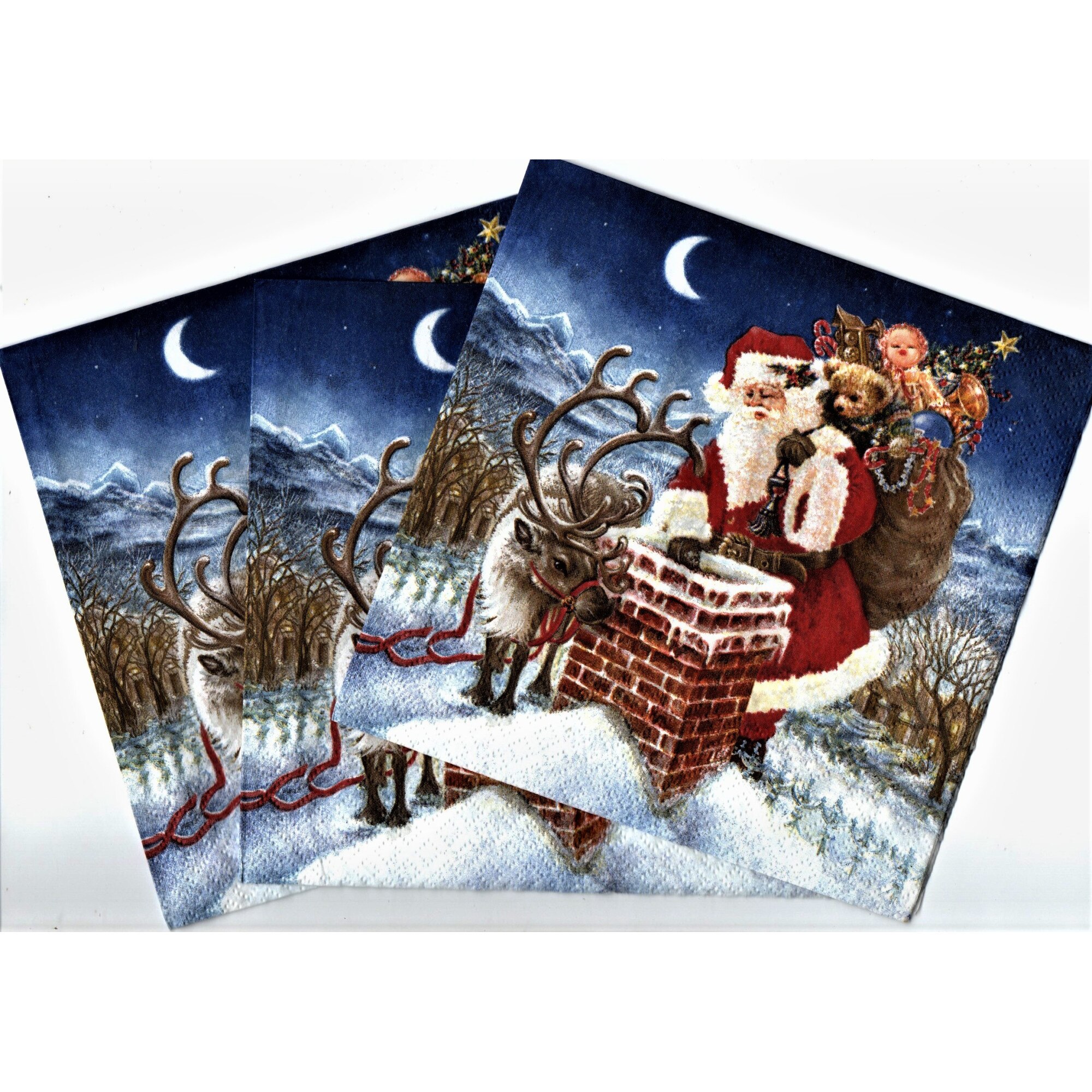 Servetele de Craciun Masa Pachet 20 buc Renul Rudolf si Santa - eMAG.ro