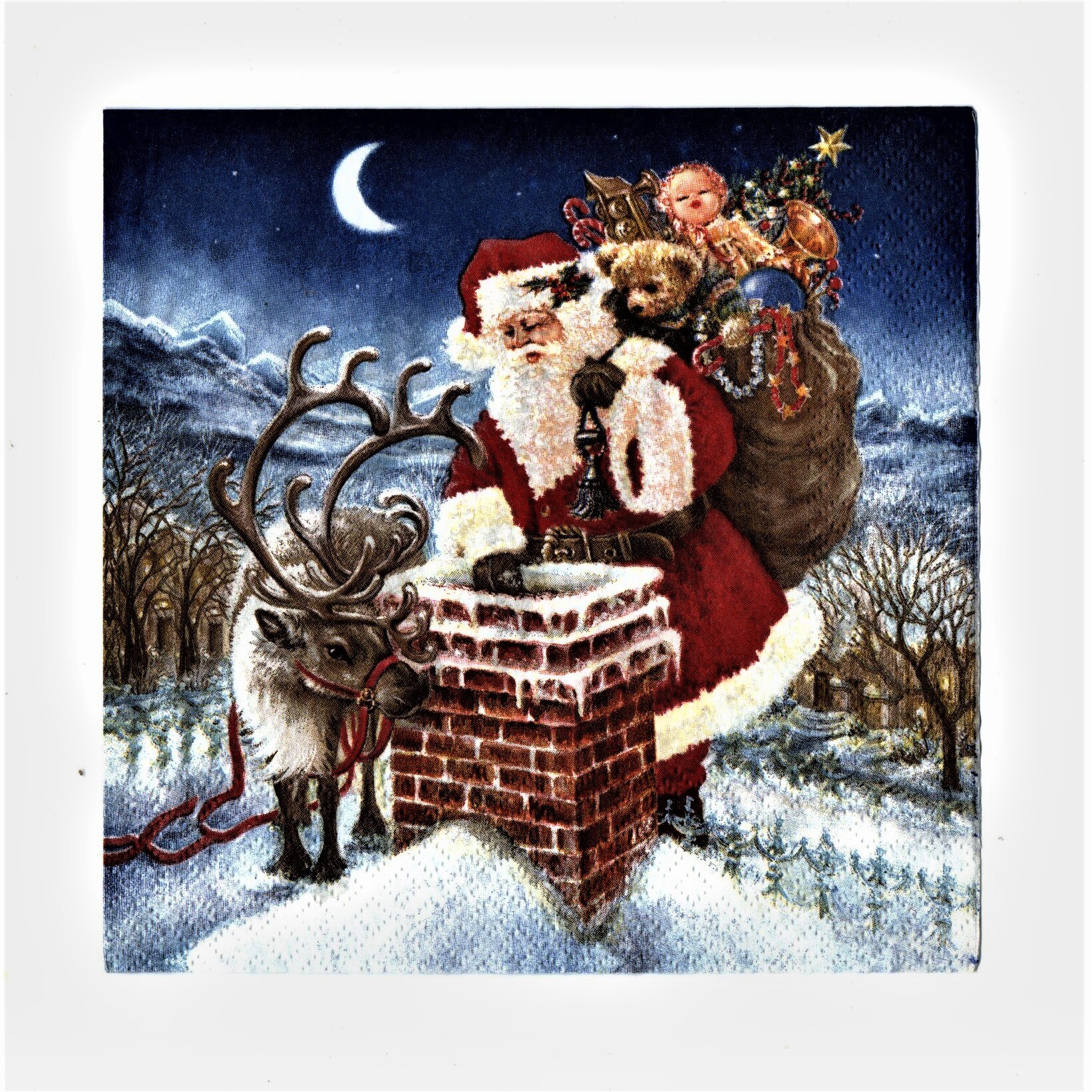 Servetele de Craciun Masa Pachet 20 buc Renul Rudolf si Santa - eMAG.ro