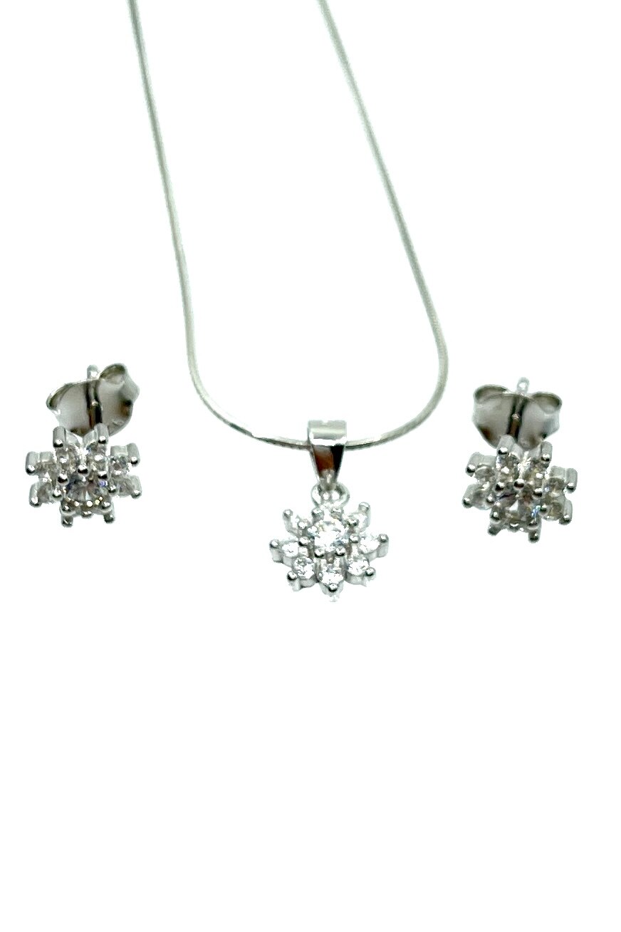 Set Agavi din argint 925 si zirconiu, cercei si pandant - eMAG.ro