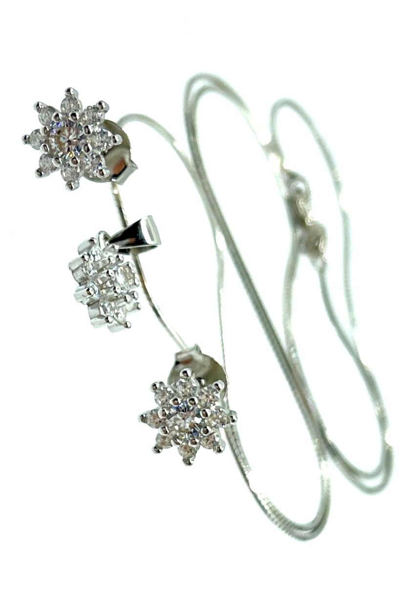 Set Agavi din argint 925 si zirconiu, cercei si pandant - eMAG.ro