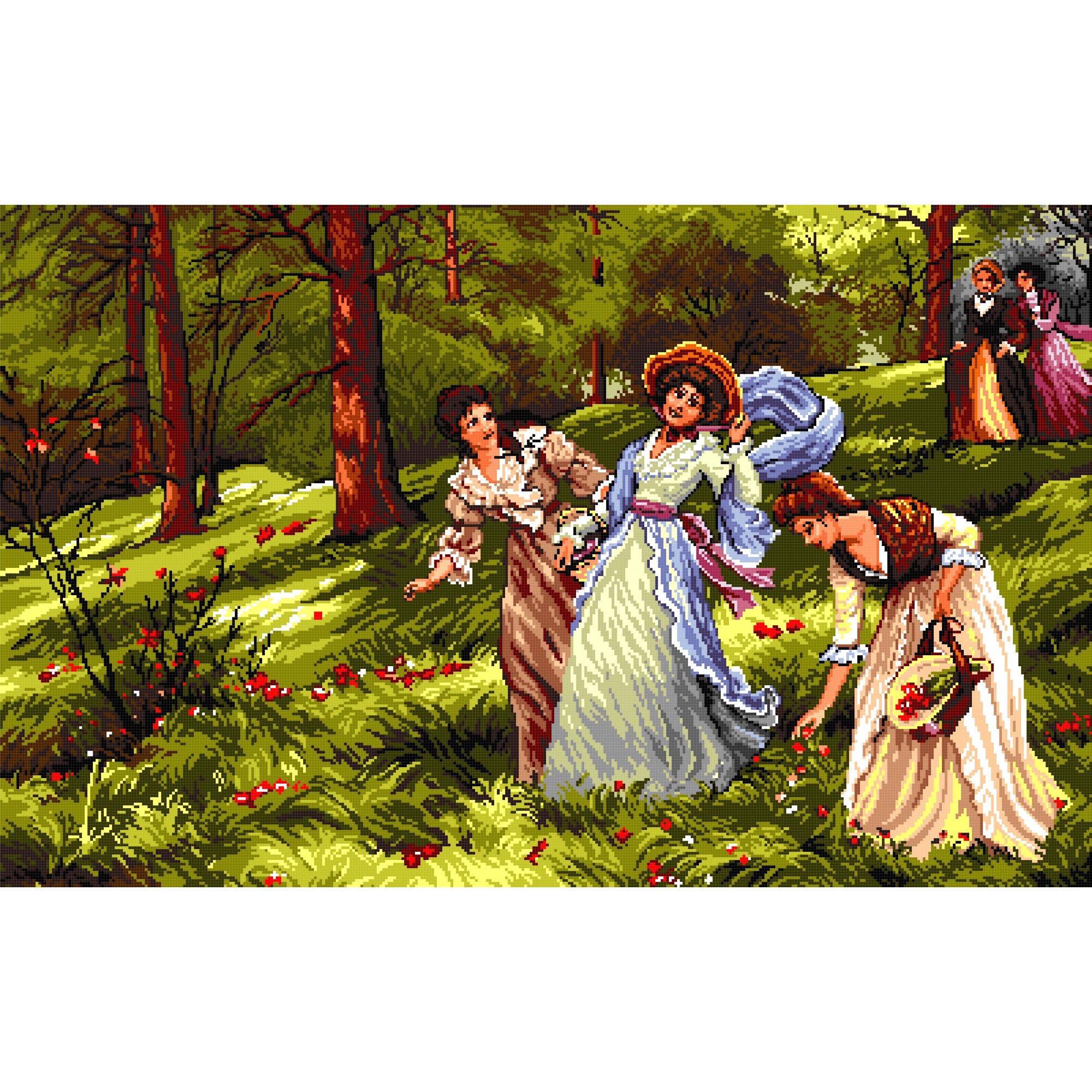 Goblen Primavara, Hudemas, kit imprimat pe panza, cu fire mouline ...