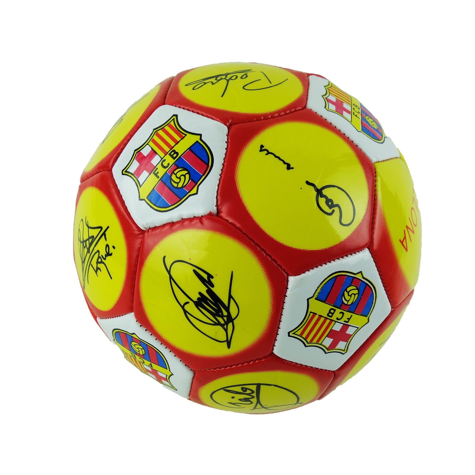 Minge de fotbal, FC Barcelona, cu semnaturi, din piele ecologica ...