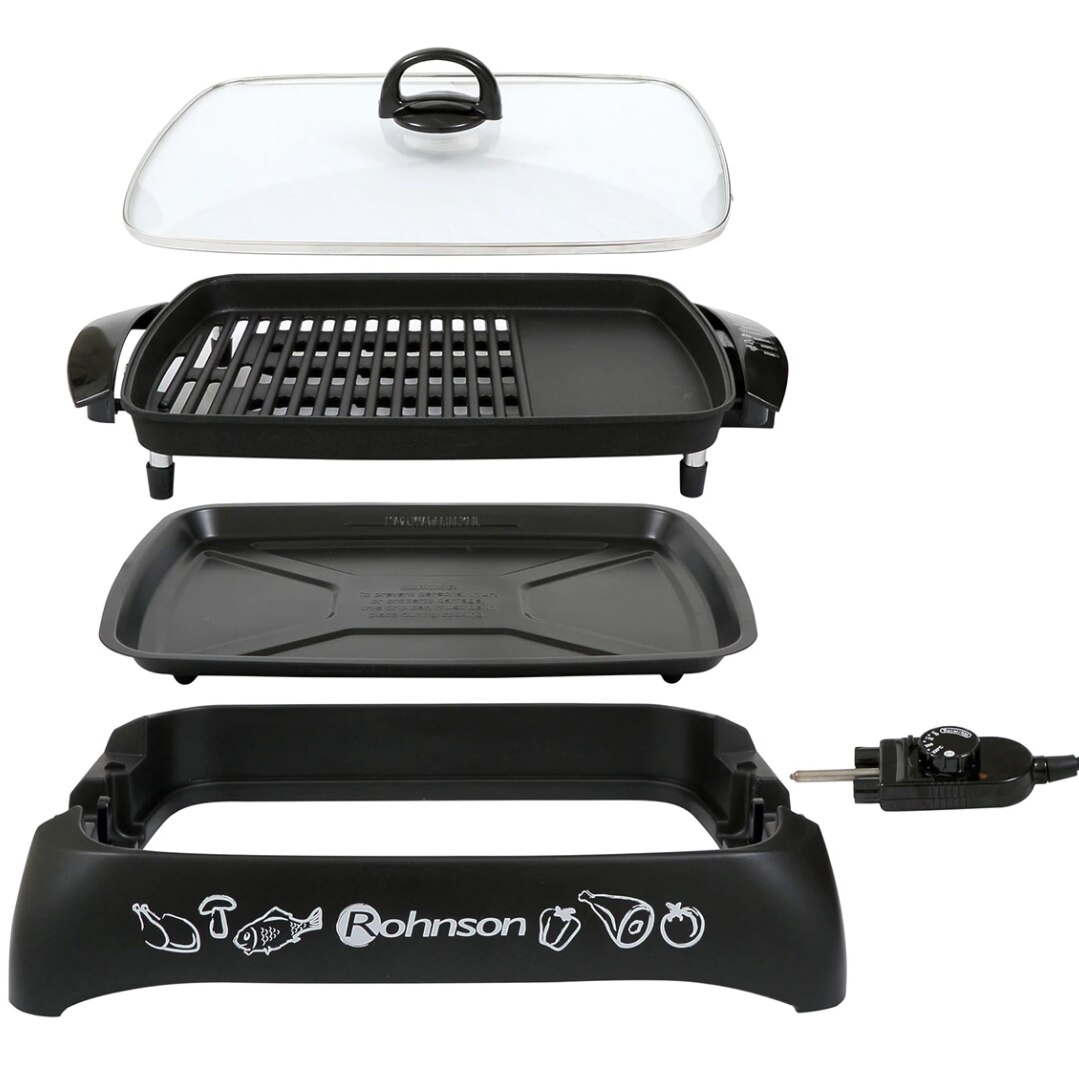 Grill Electric Rohnson R-250, Capac de sticla, Putere 2200W, Negru ...